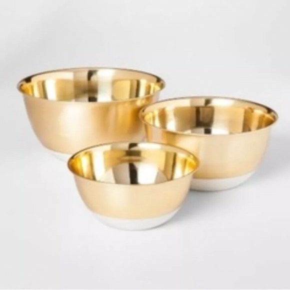 Threshold | Kitchen | Modern Gold Kitchen Mixing Bowls Stainless 3pc ...